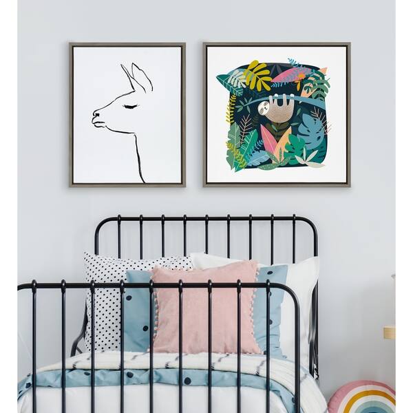 Kate and Laurel Sylvie Minimalist Llama Framed Canvas by Teju Reval - Bed Bath & Beyond - 30820859