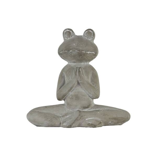 Meditating Cemented Frog Figurine with Crossed Legs and Arms, Gray ...