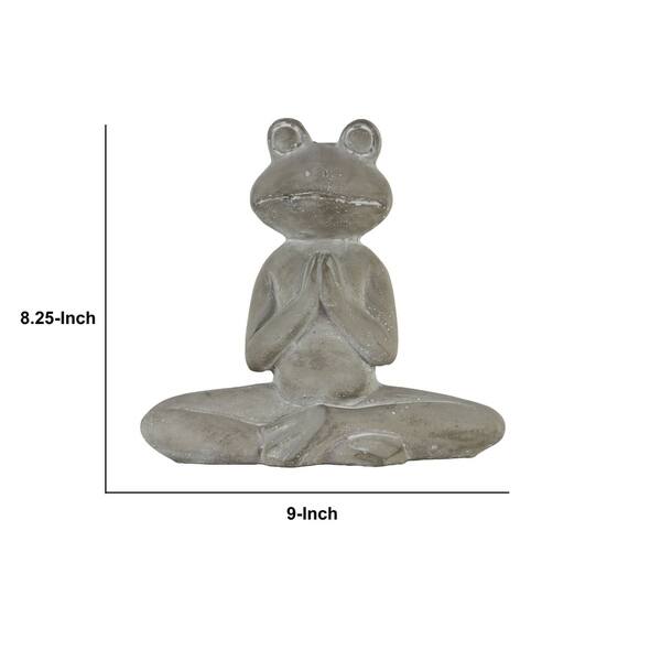 Meditating Cemented Frog Figurine with Crossed Legs and Arms, Gray ...