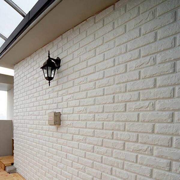 3D White Brick Pattern Sticker Dor Wall Decor,24"x24"/pc - 30pc - Bed ...