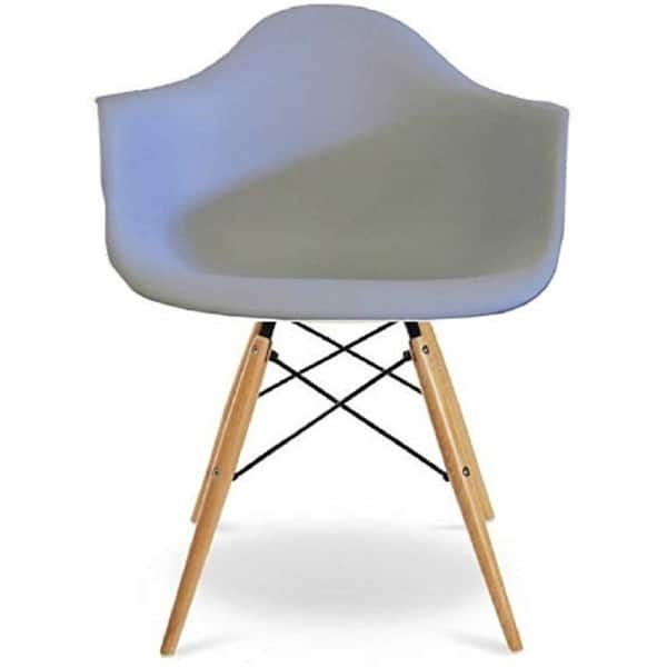 Eiffel Style Bucket Chair with natural wood Legs - Light grey. Set of 2 ...