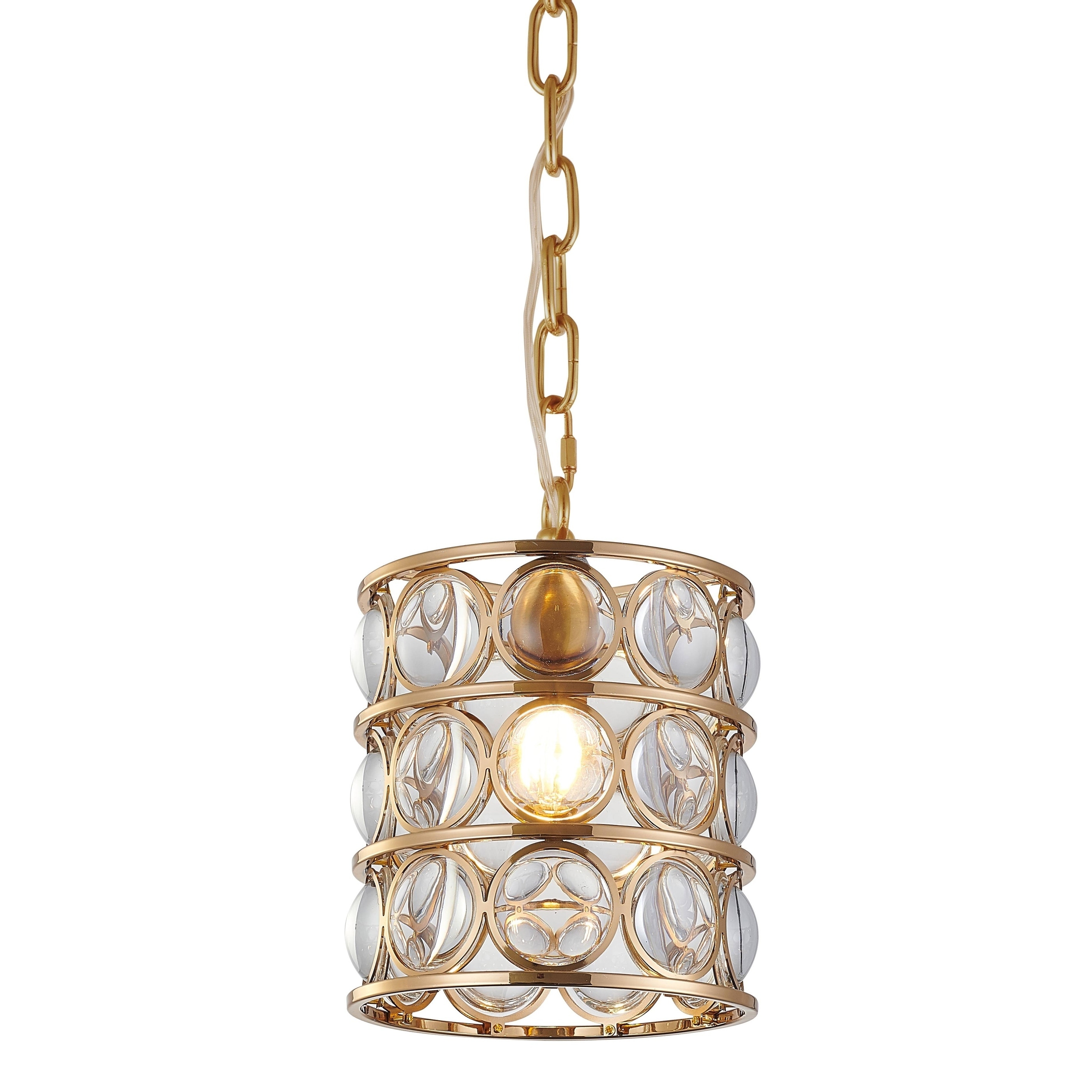 Black Metal Single Pendant Lighting with Clear Crystal Accents - On ...