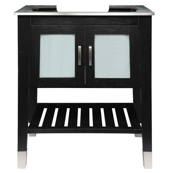 Briana 30 inch Wood Vanity with Black Ash Finish - Bed Bath & Beyond ...