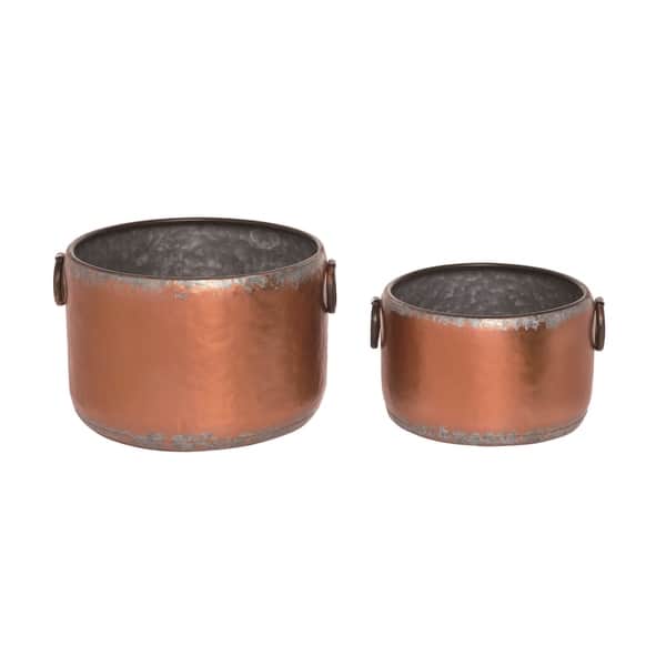 Transpac Metal 12 in. Bronze Spring Rustic Container Set of 2 - Bed ...