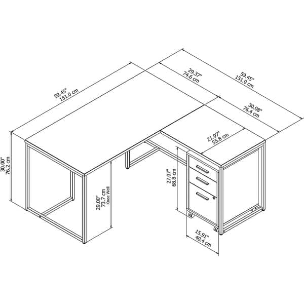 Method 60W L Shaped Desk with Drawers by Bush Business Furniture - Bed ...
