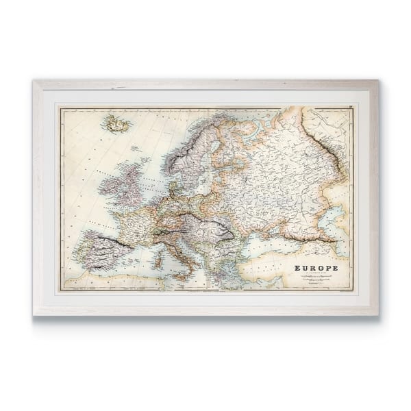 Pastel Map of Europe-Framed Print - White - 22X30 - Bed Bath & Beyond ...