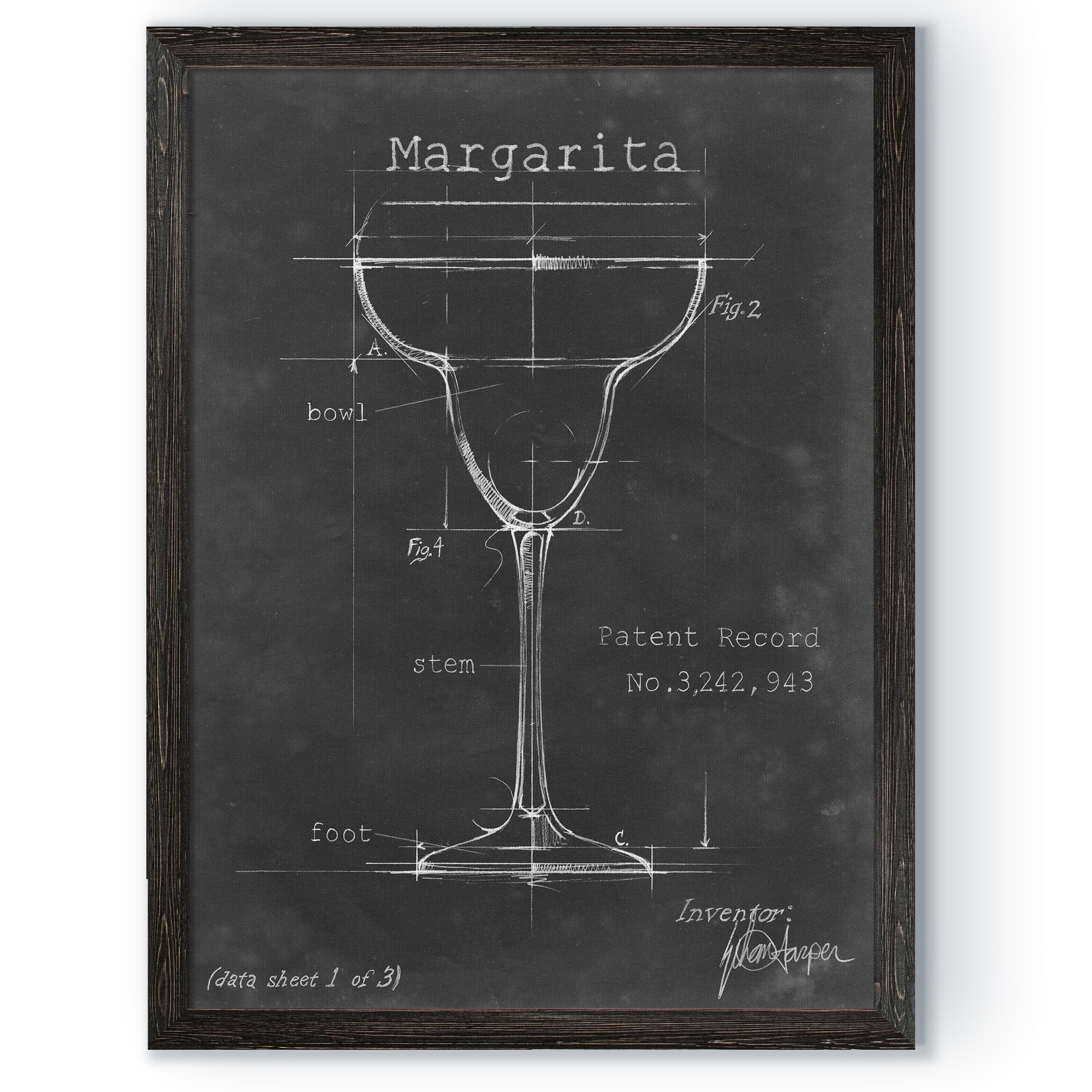 Barware Blueprint VI-Framed Canvas - Black - 16X22 - Bed Bath & Beyond ...