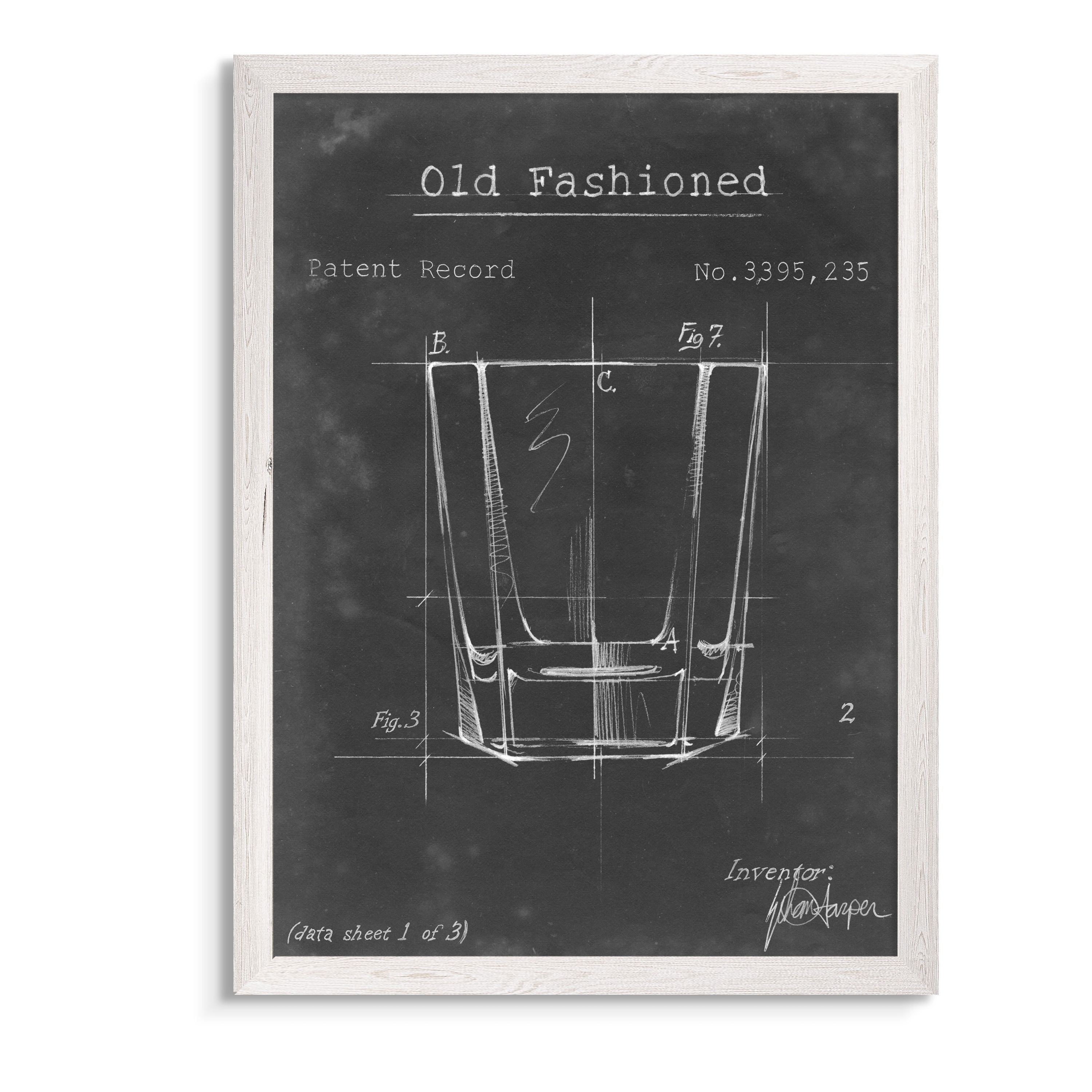 Barware Blueprint VII-Framed Canvas - White - 22X30 - Bed Bath & Beyond ...