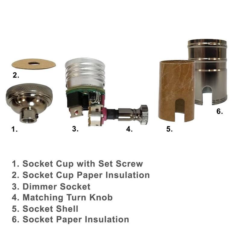 Royal Designs Dimmer Lamp Socket with Shell and Turn Knob, E26 Medium ...