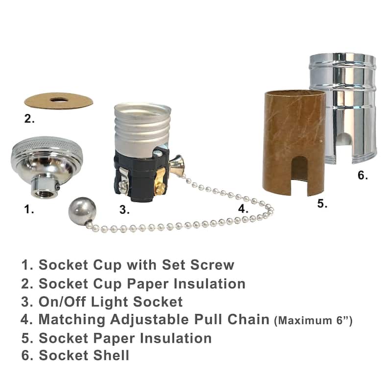 Royal Designs Off/On Pull Chain Lamp Socket with a Solid Metal Cast ...