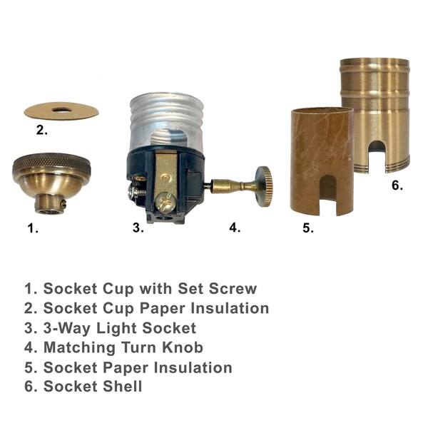 Royal Designs 3-Way Turn Knob Lamp Socket with a Solid Metal Cast Shell ...