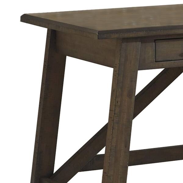 Wooden Office Desk with 2 Drawers and Truss Beam Legs, Brown - Bed Bath ...