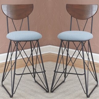 Modern Industrial Design Blue Bar Stools (Set of 2) - Bed Bath & Beyond ...