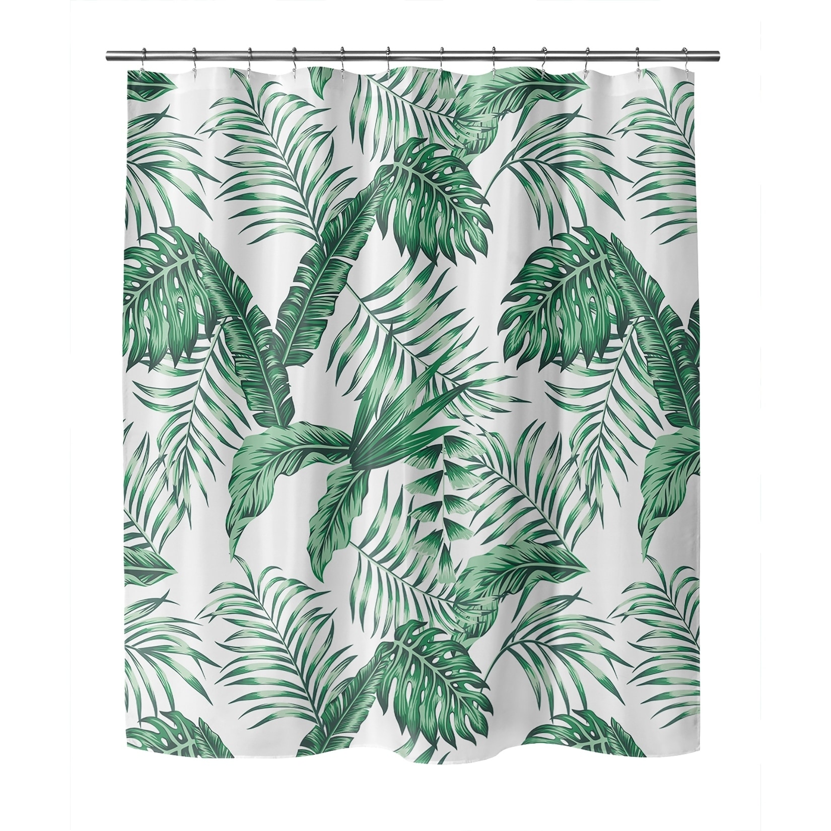GREEN TROPICAL LEAVES AND PINK HIBISCUS Shower Curtain By Kavka Designs ...