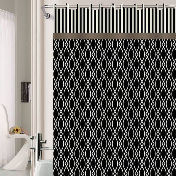 Black Wires Polyester Shower Curtain Set Hooks and Bathmats 70" x 70 ...