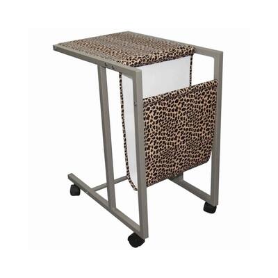Fabric and Metal Laptop Cart with Animal Print, Brown and Black ...