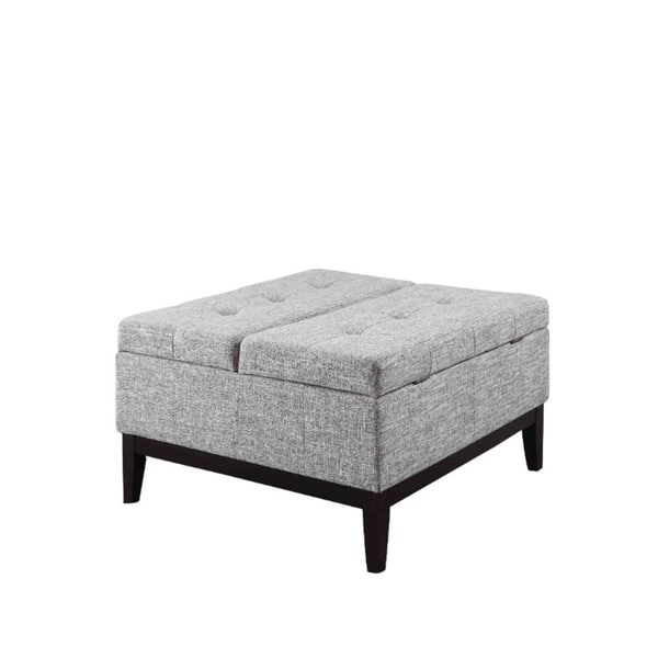 Fabric Upholstered Tufted Square Storage Coffee Table, Black and Gray ...