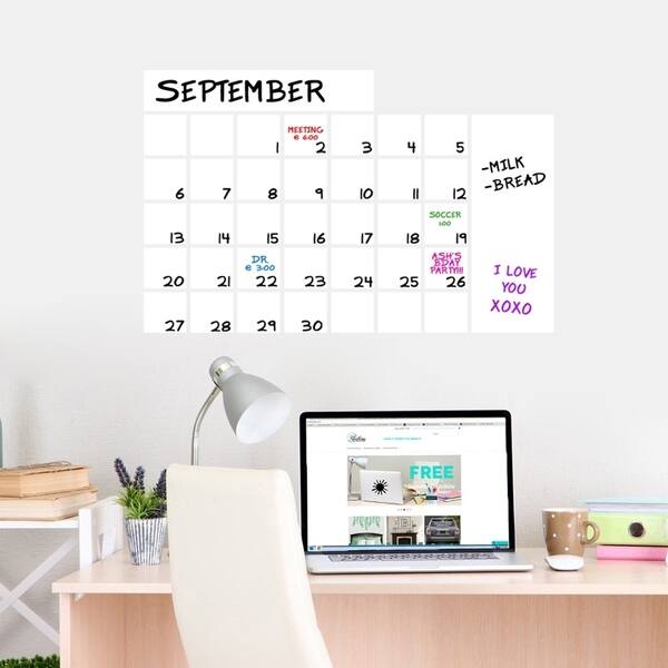 Dry Erase Wide Calendar Wall Decal - Bed Bath & Beyond - 30894741
