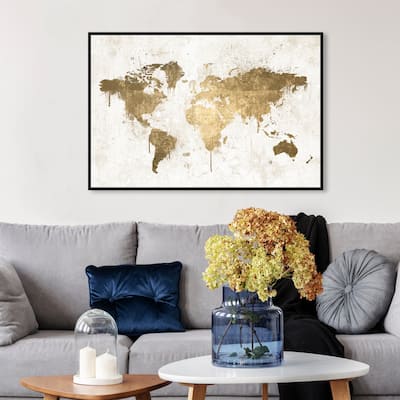 Oliver Gal Maps and Flags Wall Art Framed Canvas Prints 'Mapamundi ...
