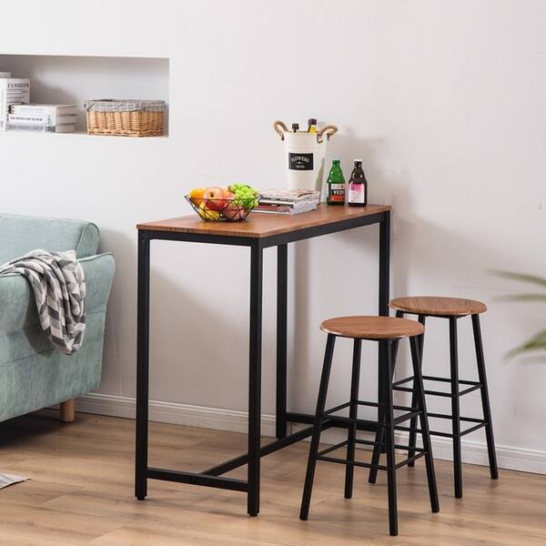 Home Furniture Dining Set Simple Bar Table and Tound Stool (Set of 3 ...