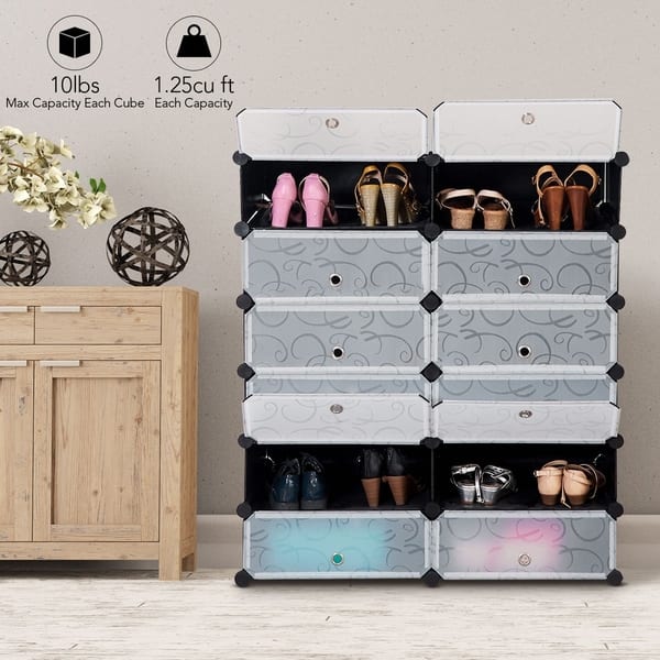12 Cubic PP Shoe Cabinet Portable Shoes Rack Storage Organizer - Bed ...