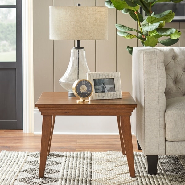 TMS Jensen Solid Wood End Table Walnut Finish Brown