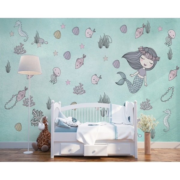 Mermaid Ariel Starfish Kids Textile Wallpaper - Bed Bath & Beyond ...