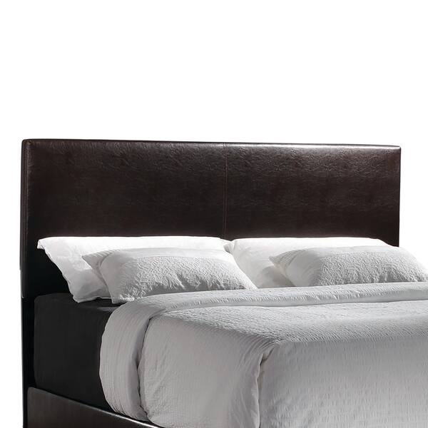 Leatherette Wooden Full Size Bed with Bracket Feet Support, Dark Brown ...