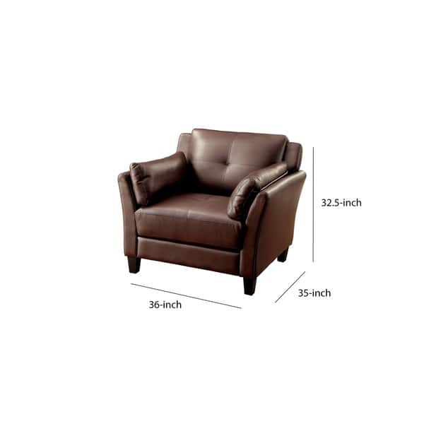 Faux Leather Upholstered Chair with Curved Arms and Stitching Details ...