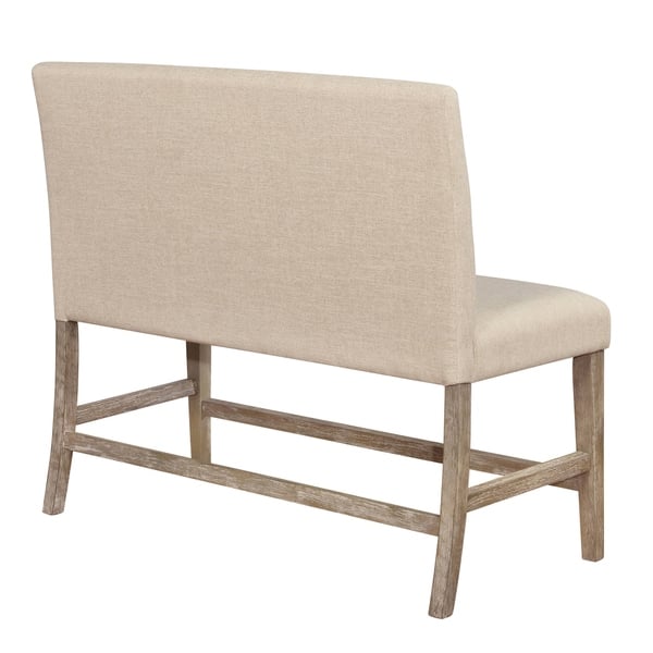 Best Quality Furniture Rustic Beige Upholstered Counter Height Bench ...