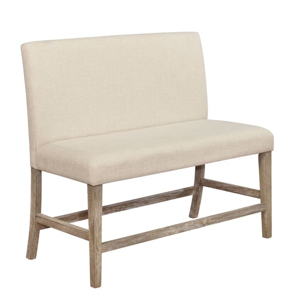 Best Quality Furniture Rustic Beige Upholstered Counter Height Bench ...
