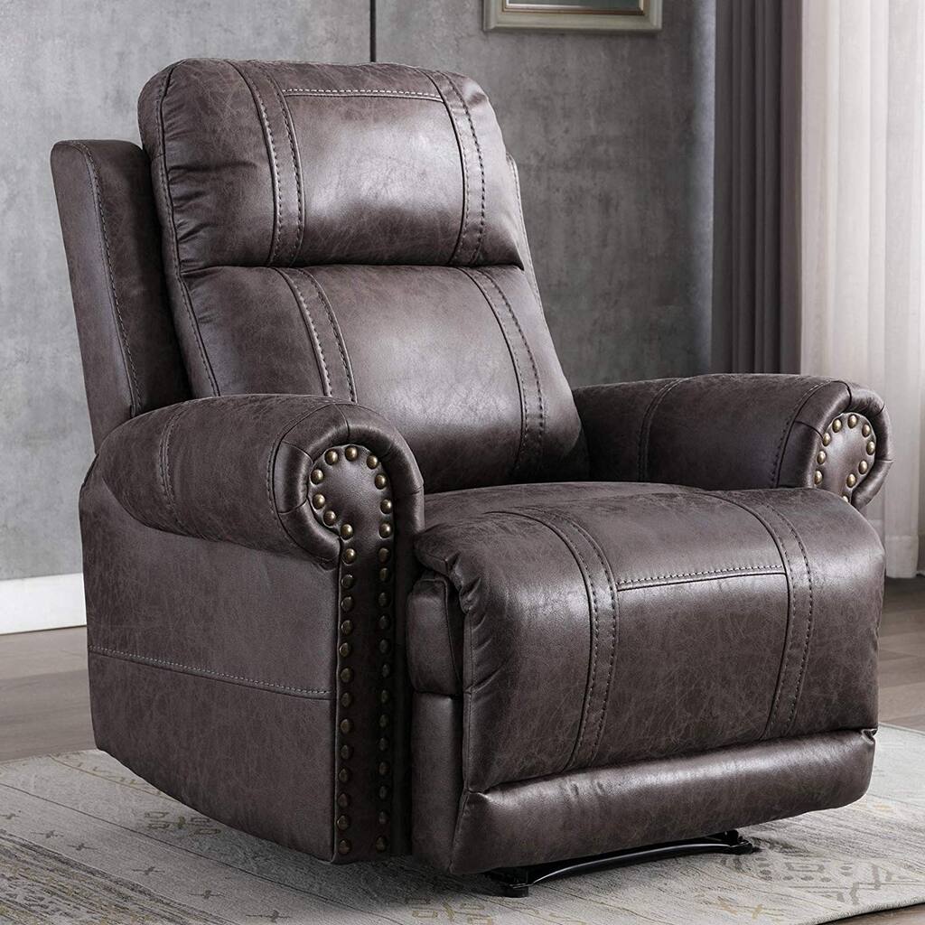 Microfiber Classic Manual Recliner Chair with Overstuffed Arms and Back ...