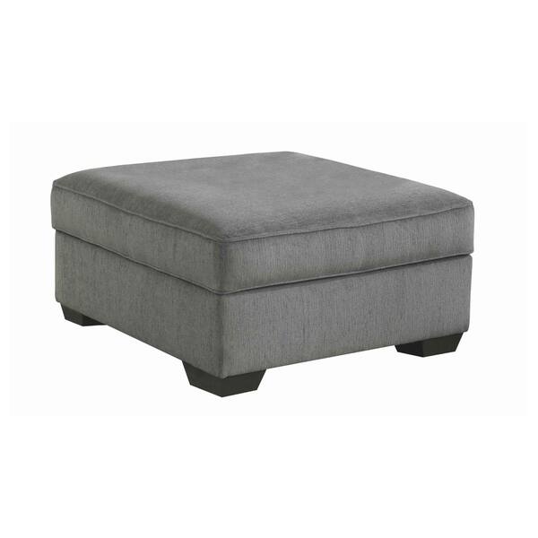 Fabric Upholstered Wooden Frame Storage Ottoman with Block Legs, Gray ...