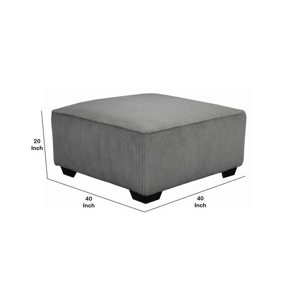 40 Inch Wood Oversized Accent Ottoman, Ribbed Pattern, Gray and Black ...