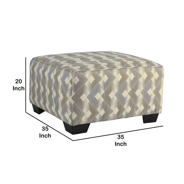 Polyester Oversized Ottoman with Faded Diamond Pattern, Cream and Brown ...