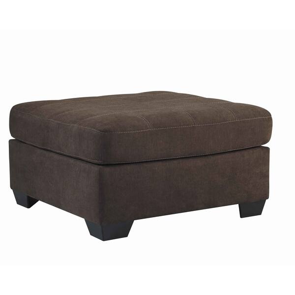 Contemporary Wooden Oversized Ottoman with Tapered Block Legs, Walnut ...