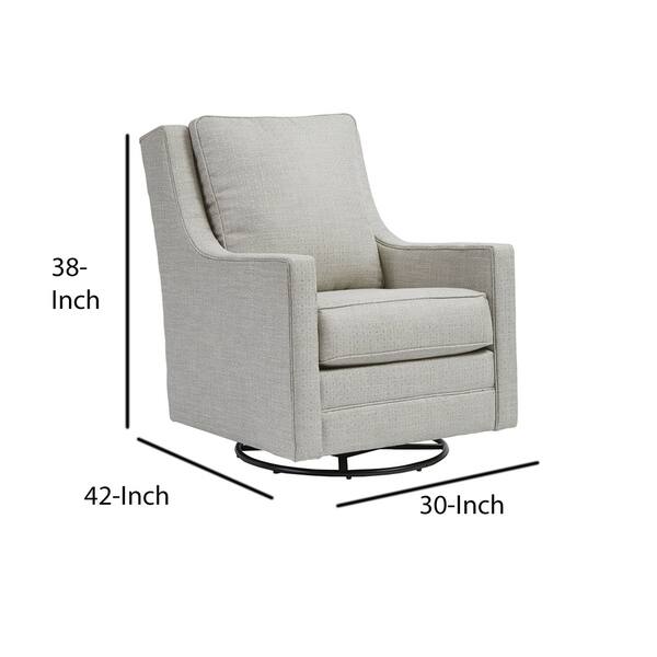 Geometric Weaved Fabric Upholstered Swivel Glider Accent Chair, Off ...
