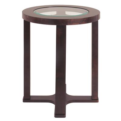 Wooden End Table with Glass Insert on Top, Brown - Overstock - 30947894