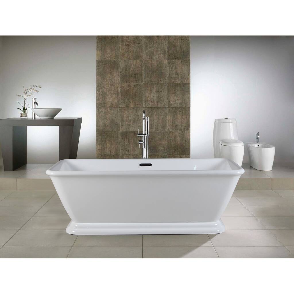 Kingston Brass 66-in Acrylic Double Ended Pedestal Tub with Overflow ...