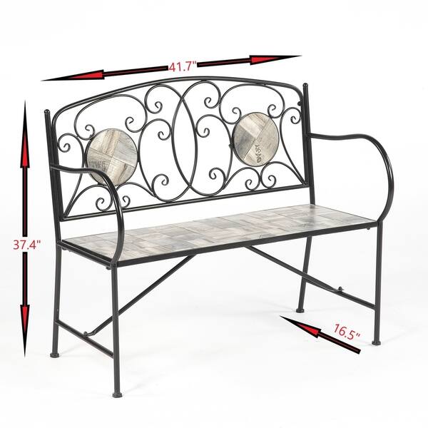 Kensington Mosaic Grey 2-Seater Bench - Bed Bath & Beyond - 30948866
