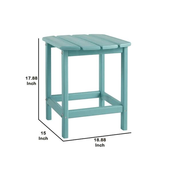 Slatted Rectangular Hard Plastic End Table with Straight Legs, Blue ...