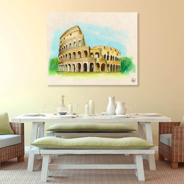 Kathy Ireland Ruins of Il Colosseo Vignette on Metal Wall Art Print ...