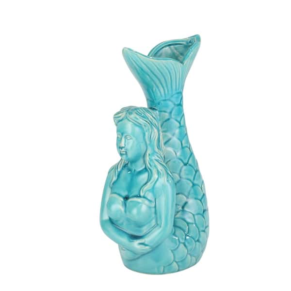 Ceramic 13" Mermaid Vase, Teal - Bed Bath & Beyond - 30958332