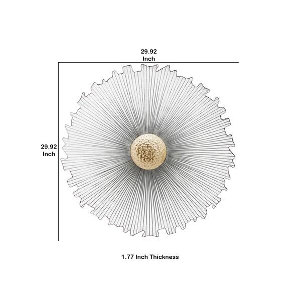 Floral Design Round Metal Wall Decor with Irregular Edges, Black and ...