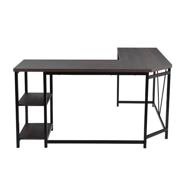 Merax L-Shaped Computer Desk with 2-Tier Storage Shelves - Bed Bath ...
