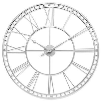 The Tower XXL Large Open Face Metal Wall Clock 39 inch - Antique Silver ...