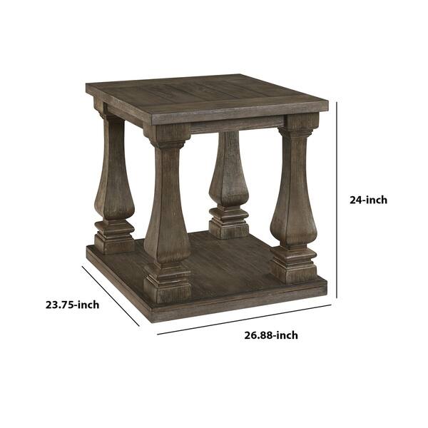 Plank Style End Table with Connected Legs and Open Shelf, White and ...