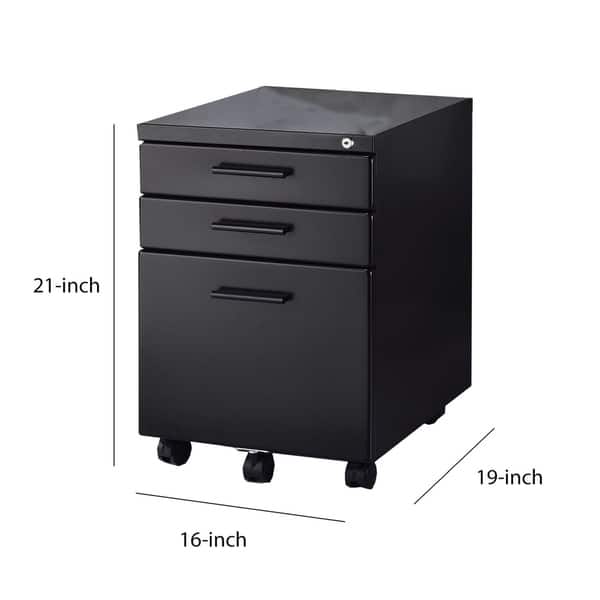 Contemporary Style File Cabinet with Lock System and Caster Support ...