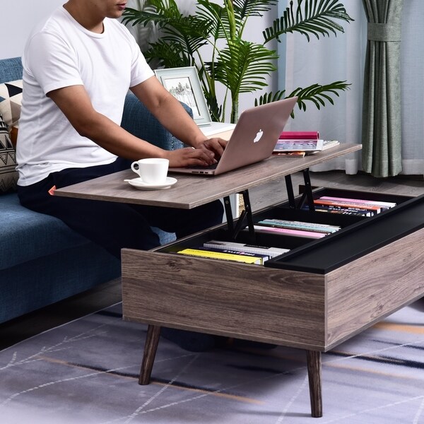 End table with laptop storage store