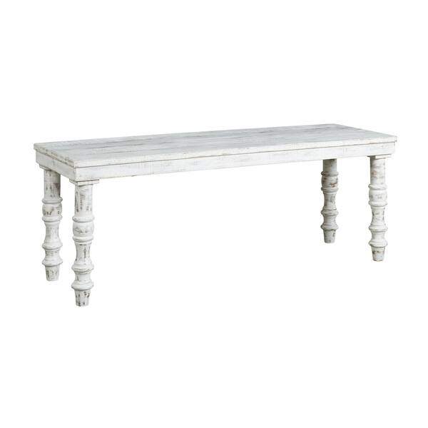 Wooden Bench with Rough Hewn Saw Texture, White - Bed Bath & Beyond ...